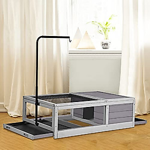 GUTINNEEN Tortoise Habitat Indoor Tortoise Enclosure with Adjustable Reptile Light Stand Large Wooden Turtle Cage with Two Trays