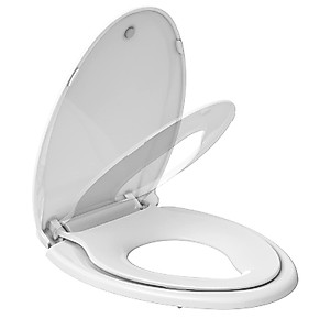 Toilet Seat, Elongated Toilet Seat with Toddler Seat Built in, Potty Training Toilet Seat Elongated Fits Both Adult and Child, with Slow Close and Magnets- Elongated