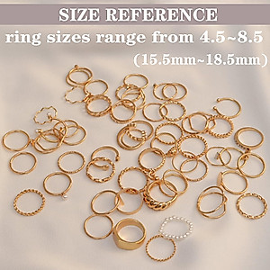 YEEZII 68 Pcs Gold Knuckle Rings Set for Women, Stackable Rings Boho Joint Finger Midi Rings Hollow Carved Crystal Stacking Rings Pack