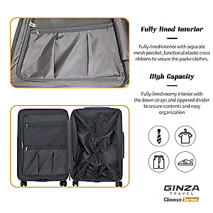 GinzaTravel 2 Piece luggage sets PC Hardside Lightweight Suitcase with 4 Universal Wheels TSA Lock Carry-on suitcase 2026inch (Pink(Circle), 2-Piece Set(20/26))