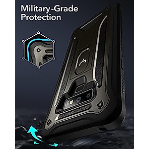 YOUMAKER Kickstand Case for Galaxy Note 9, Full Body with Built-in Screen Protector Heavy Duty Protection Shockproof Rugged Cover for Samsung Galaxy Note 9 6.4 Inch - Gun Metal/Black