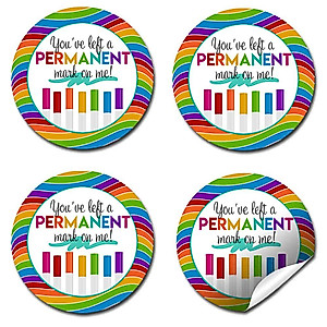 Left A Permanent Mark Art Themed Teacher Appreciation Thank You Sticker Labels, 40 2" Party Circle Stickers by AmandaCreation, Great for Envelope Seals & Gift Bags