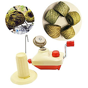 LAMXD Needlecraft Yarn Ball Winder Hand Operated,Red,Portable Package,Easy to Set Up and Use,Sturdy with Metal Handle and Tabletop Clamp,Including Yarn Needles Set…
