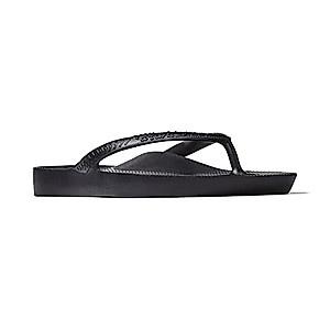 ARCHIES Footwear - Flip Flop Sandals – Offering Great Arch Support and Comfort - Black (Women's US 7/Men's US 6)