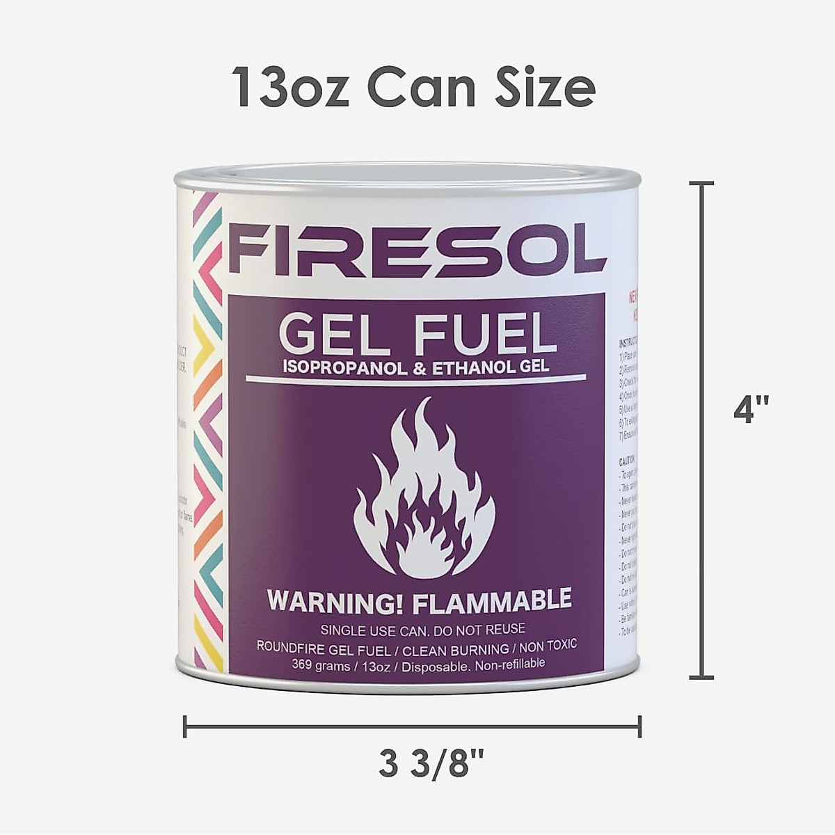 Firesol 6 pack Gel Fuel Cans for Fire Bowl, Fireplace, Gel Fire, Tabletop Fire Bowls, Warming, Indoor & Outdoor