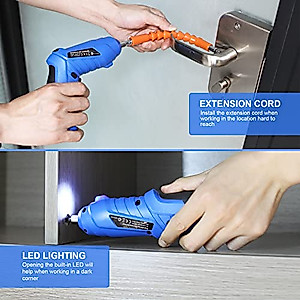 MQFORU Cordless Screwdriver, 47 in 1 Electric Screwdriver, Rechargeable 3.6V Portable Cordless Drills Kit, Dual Position Handle with USB Cable LED Light for Home Office DIY Tools