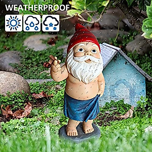 JHWKJS Garden Gnome Statue, Funny Garden Gnome Outdoor Pool Statue Decoration Indoor Outdoor Lawn Figurines for Home Patio Yard Garden Decor, Housewarming Garden Gift