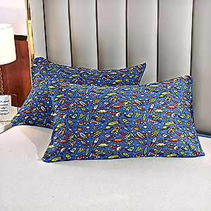 JIJIWANG California King Space Duvet Cover Cotton Kids Rocket Space Duvet Cover Star Spaceship Print 2 Pillowshames Comforter Cover Zipper Closure