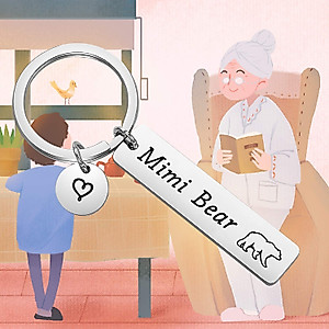 LQRI Grandma Bear Jewelry Nana Gigi Mimi Grammy Bear Keychain Family Grandmother Jewelry for Nana Gift Gigi Gift Mimi Gift Grandma Gift (mimi)