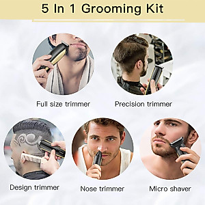 slopehill Beard Trimmer for Men, Cordless Hair Clippers Mustache Trimmer Multi-Functional Grooming Kit for Nose Ear Hair Trimmers Body Groomer All in One USB Rechargeable Waterproof
