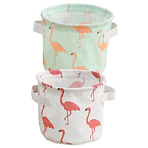 Outanaya 2pcs Storage Basket Mini Containers Shelf Organizer Bins Decorative Storage Bins Snack Containers Canvas Storage Bin Shelves Mini Baskets Decorative Basket Foldable Cotton Linen