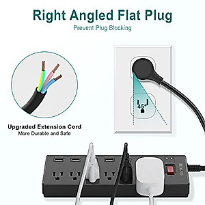 Power Strip, HITRENDS Surge Protector with 6 AC Outlets & 6 USB Charging Ports, 6 Feet Heavy Duty Extension Cord, 1625W/13A Multiplug for Home Office & Multiple USB Devices - Black