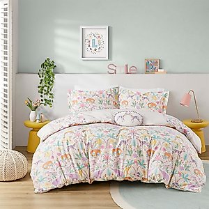 Urban Habitat Kids Queen Duvet Cover Set, Favorite Jungle Animals Fun Safari Adventures, BCI Cotton Comforter, All Sasons Bedding Reversible Duvet Cover, Sham & Pillow, Lulu, Full/Queen Purple 4 Piece