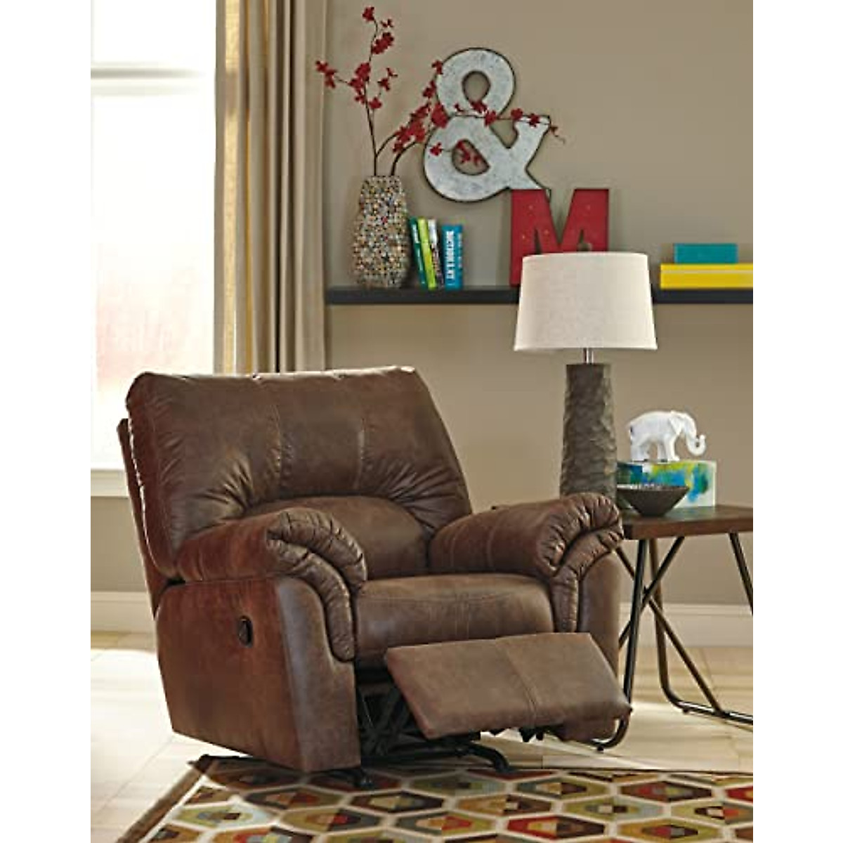 Signature Design by Ashley Bladen Faux Leather Manual Rocker Recliner, Brown
