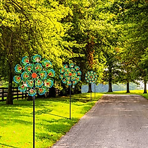 DREAMSOUL Metal Wind Spinner, 360 Degree Wind Sculptures & Spinners Outdoor Peacock Windmills for Yard and Garden(13.4" W x 59.8" H)