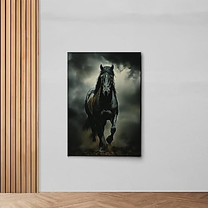 Majestic Black Stallion Galloping In The Clouds, Black Horse On Salt Flats, Canvas Print, Black Horse Print, Black Horse Wall Art, Canvas Prints, Art Print