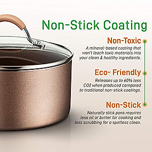 NutriChef PTFE/PFOA/PFOS 14-Piece Nonstick Kitchen Cookware, Set w/Saucepan, Frying Pans, Cooking Pots, Dutch Oven Pot, Lids, Utensil, Gold