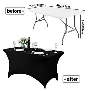 Hezuzo Spandex Table Cover for 4FT Table Universal Fitted Stretch Tablecloth for Party, Banquet, Wedding and Events-Black
