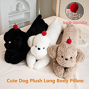 DEWSIL Long Dog Plush Pillow Soft Dog Body Pillow, 41 in Dog Stuffed Animals Plushie Hugging Long Body Throw Sleeping Pillow, Cute Teddy Dog Plsuh Toy for Boys Girls Adults (Black)