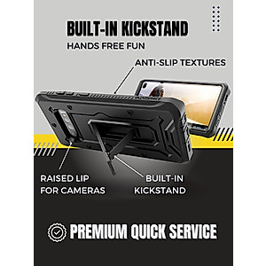 ArmadilloTek Vanguard Compatible with Samsung Galaxy S10+ Plus Case (Screenless Version) Military Grade Full-Body Rugged with Kickstand - Black