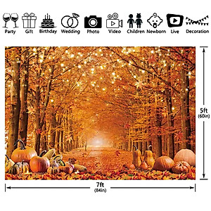 Swepuck 7x5ft Fall Photography Backdrop Autumn Maple Leaves Pumpkin Friendsgiving Background Thanksgiving Party Supplies Farm Harvest Banner Photo Booth