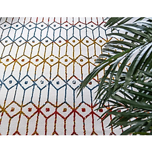 Rugs.com Lattice Trellis Collection Rug – 8' x 10' Multi Low-Pile Rug Perfect for Living Rooms, Large Dining Rooms, Open Floorplans