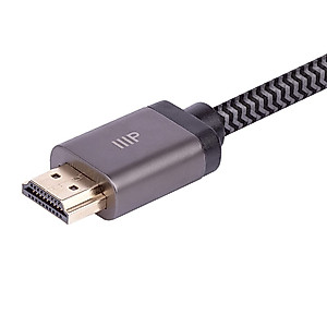 Monoprice 8K Certified Ultra High Speed HDMI Cable - Braided - HDMI 2.1, 8K@60Hz, 4K@120Hz, 48Gbps, HDR, VRR, CL2 In-Wall Rated, 15ft, Black (1 Pack)