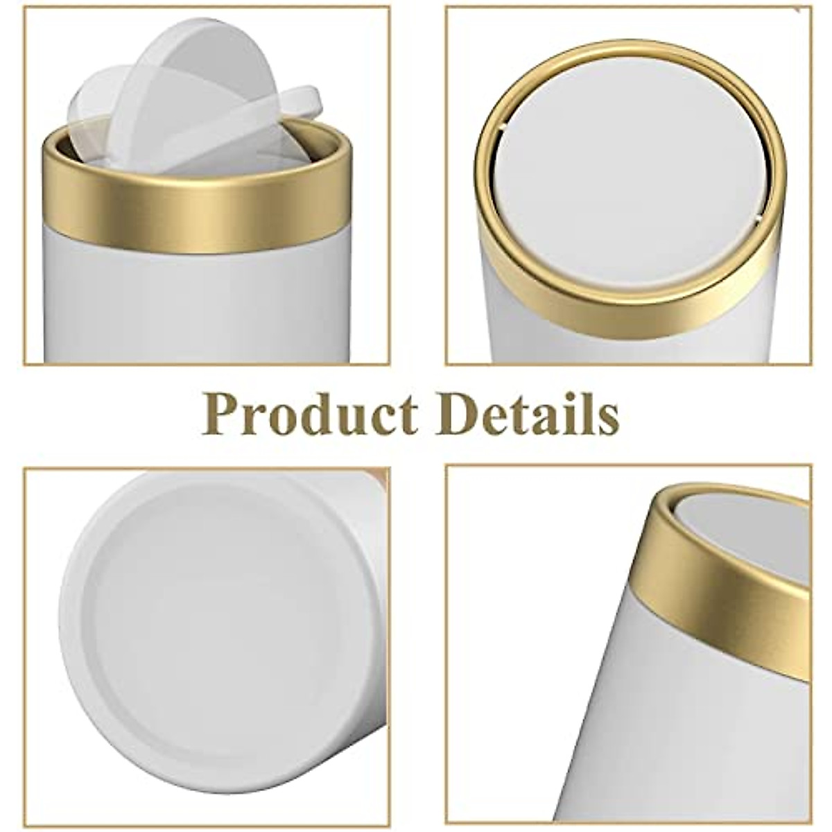 Mini Trash Can with Lid, Brushed Stainless Steel Small Tiny Mini Trash Bin Can, Mini Countertop Trash Can for Desk Office Kitchen, Swing Top Trash Bin 1.5 L/0.40 Gal (Black)