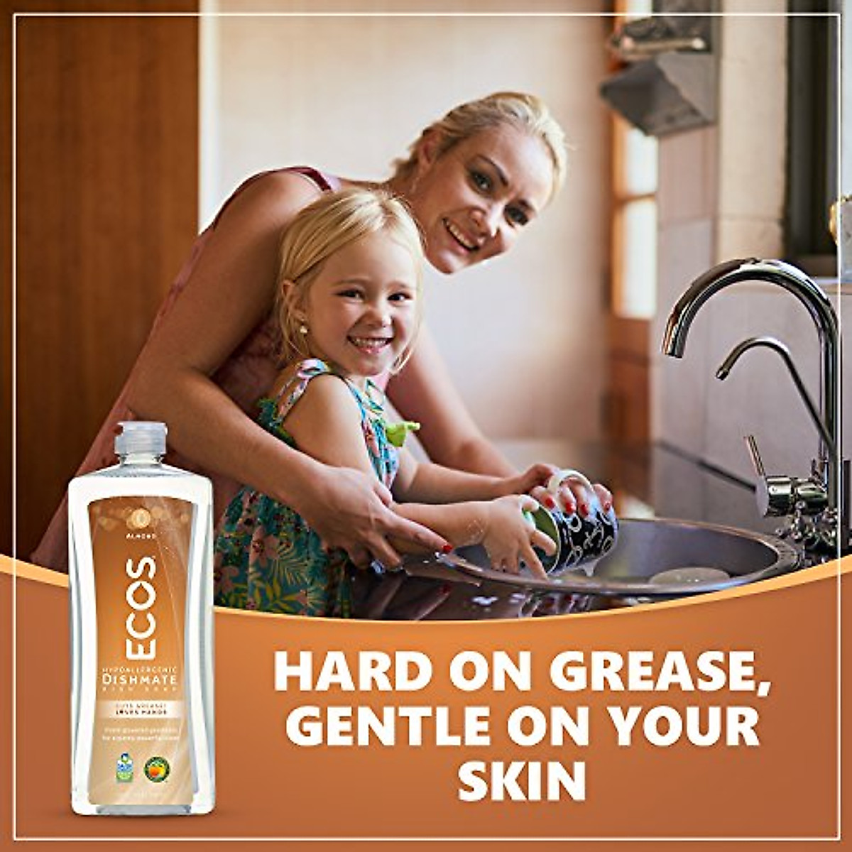 Earth Friendly Products Dishmate, Dishwashing Liquid, Natural Almond, 25 Ounce (Pack of 3)