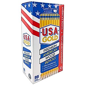 Cra-Z-Art U.S.A. Gold Pre-sharpened American Wood Cased #2 HB Yellow Pencils, 96 Pack