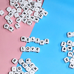 Melius 110Pcs Silicone Letter Beads 12mm A-Z (Extra for Vowel Letter) Even and Accurate Square Letters Beads for Bracelet Stethers Key Chains Necklace Lanyards (White)