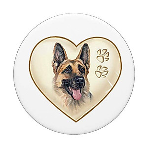 Dog, Pet, German Shepherd, Puppy, Heart, Paws, Pop-Socket PopSockets PopGrip: Swappable Grip for Phones & Tablets