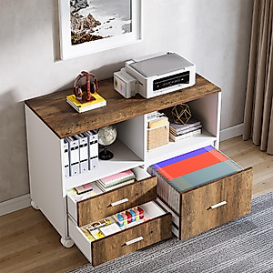 Tribesigns Office Desk with Cabient,63 inches L Shaped Computer Desk with Drawers and Mobile File Cabinet, Executive Desk for Home Office Furniture Sets
