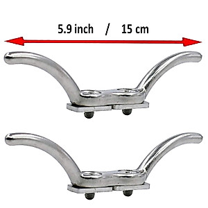 Stainless Steel Rope Cleat, 2 Pcs per Pack, with Quick Release Track Rail Adapter Hardware, for Kayak Track Mount - Easy to Install - No Drilling