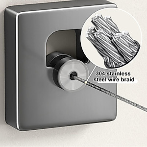 Retractable Clothesline Outdoor,Retractable Clothes Line&Maximum Extension: 13.8ft,304 Stainless Steel Clothes Line Retracting Outdoors&Indoor,Suitable for Laundry Room, Drying Room, Bedroom (Black)