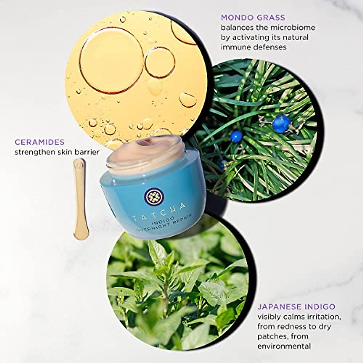 TATCHA Indigo Overnight Repair: Serum in Cream Treatment, Fragrance Free, 50ml | 1.7 oz