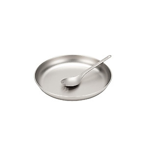 Snow Peak Titanium Trek Plate - Ultralight, Durable Camping Plate - Outdoor Kitchen Essential for Backpacking & Camping - 18 cm