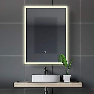 Bathroom Medicine Cabinet, Aluminum, Recessed/Surface Mount, 20" x 30", 1 Door, Left Hinged, Mirrored w/LED
