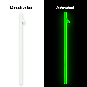 WonderSip One-Click Open Reusable Straw for Easy and Effective Cleaning, No Brush Needed! - Glow in The Dark - 4 Straw Pack with Pouch (Leaf Long 10.5")