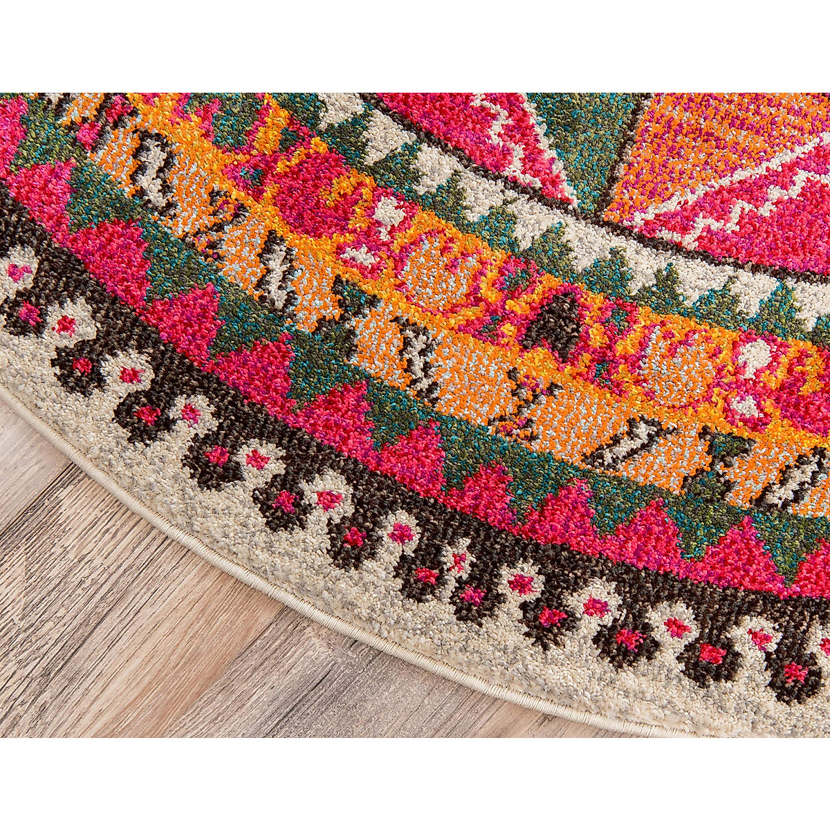 Unique Loom Sedona Collection Southwestern, Border, Over-Dyed, Animals, Tribal, Abstract Area Rug, 6 Feet, Pink/Beige