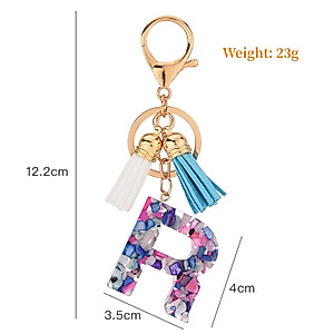 Fario Alphabet Initial Letter A-Z Keychains for Women Tassel Pendant Key Ring for Purse Handbags Women Girl (K)