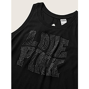Victoria's Secret Pink Knit Racerback Perfect Tank Top, Pure Black, X-Large