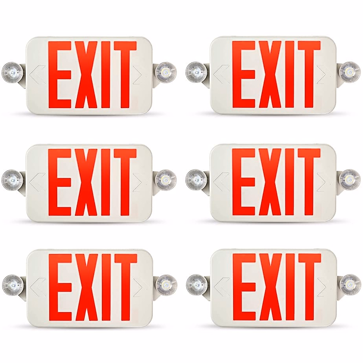 Ciata Lighting Emergency Exit Lights with Battery Backup - High Visibility Fire Exit Signs - Universal Emergency Lights for Business or Residential - Rechargeable Exit Sign Battery Included - 6 Pack