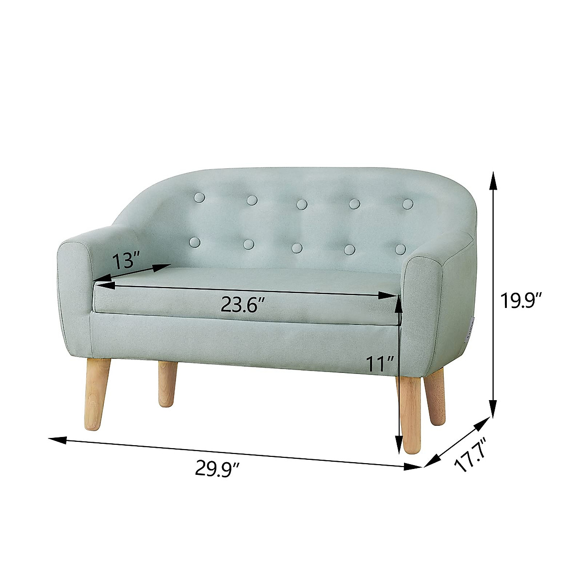 Koopo Kids Sofa Couch/Linen Fabric 2-Seater Upholstered Chair Couch for Toddler Ages Up to 4, Small Toddler Couch for Baby Gift (30" W) (Sage)