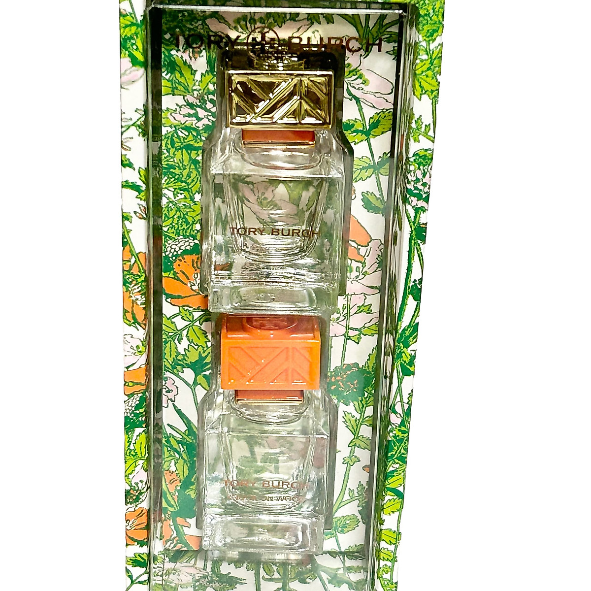 Tory Burch Duo Women Mini Travel Size Splash On Dabber Set Set Knock On Wood & Eau De Parfum 7 ml / 0.24 Fl Oz each EDP (2 Piece set)