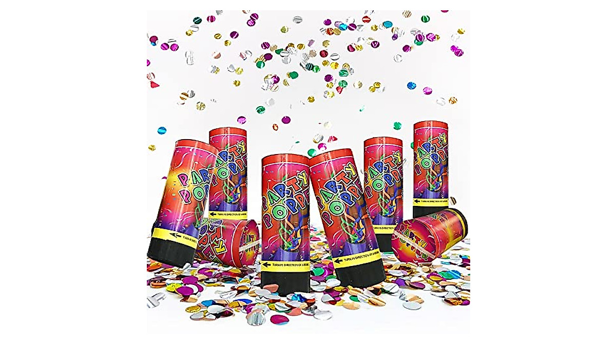 8 PCS Confetti Poppers for Weddings & Parties - Vibrant & Easy to Use