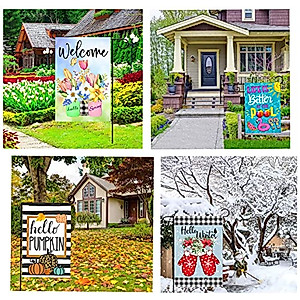 Yileqi Seasonal Garden Flags Set of 12 Double Sided 12x18 Inch Welcome Holiday Yard Flag, Small Garden Flags for Outside Decoration, Garden Flags for All Seasons