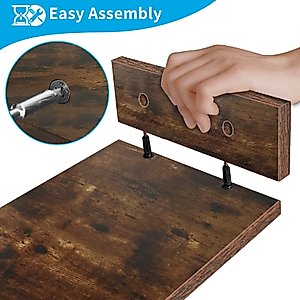 TEMI Monitor Stand Riser for 2 Monitors, Dual Monitor Riser Wood for Desk Standing, Wooden Computer Monitor Riser with Adjustable Angle and Length for Laptop, Computer, TV, PC and More (Rustic Brown)