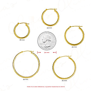 14k Yellow Gold Hoop Earrings 25x2.0mm