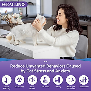 WEALLIN Cats Calming Spray (60 ML), Natural Calming Solution for Cats-Cat Facial Pheromone, Reduce Stress, Anxiety, Scratching, Hiding, Suit for Home, Travel, Vet Visits, Protect Furniture, Floors